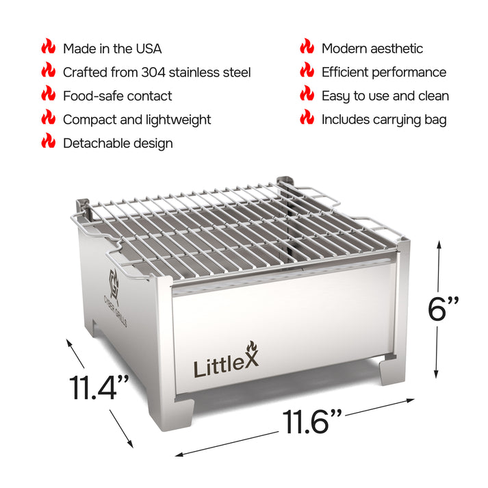Portable Foldable Small Charcoal Grill & BBQ | Camping Stove | Stainle